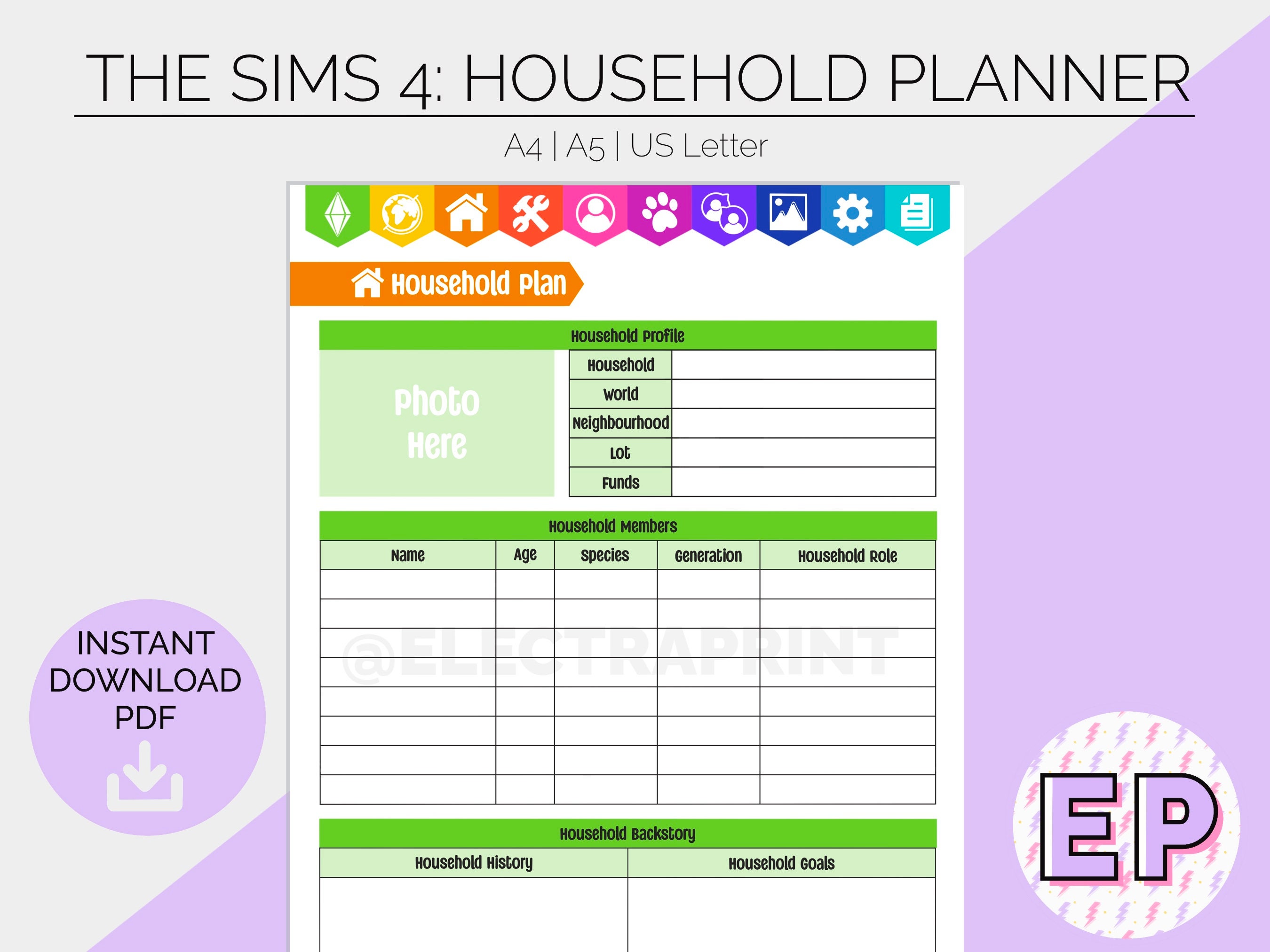 The Sims 4 Household Planner: Printable Gamer Log (PDF) - Etsy
