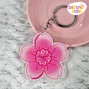Cherry Blossom Acrylic Keyring | Sakura Keychain Gift | Japanese Flower ...
