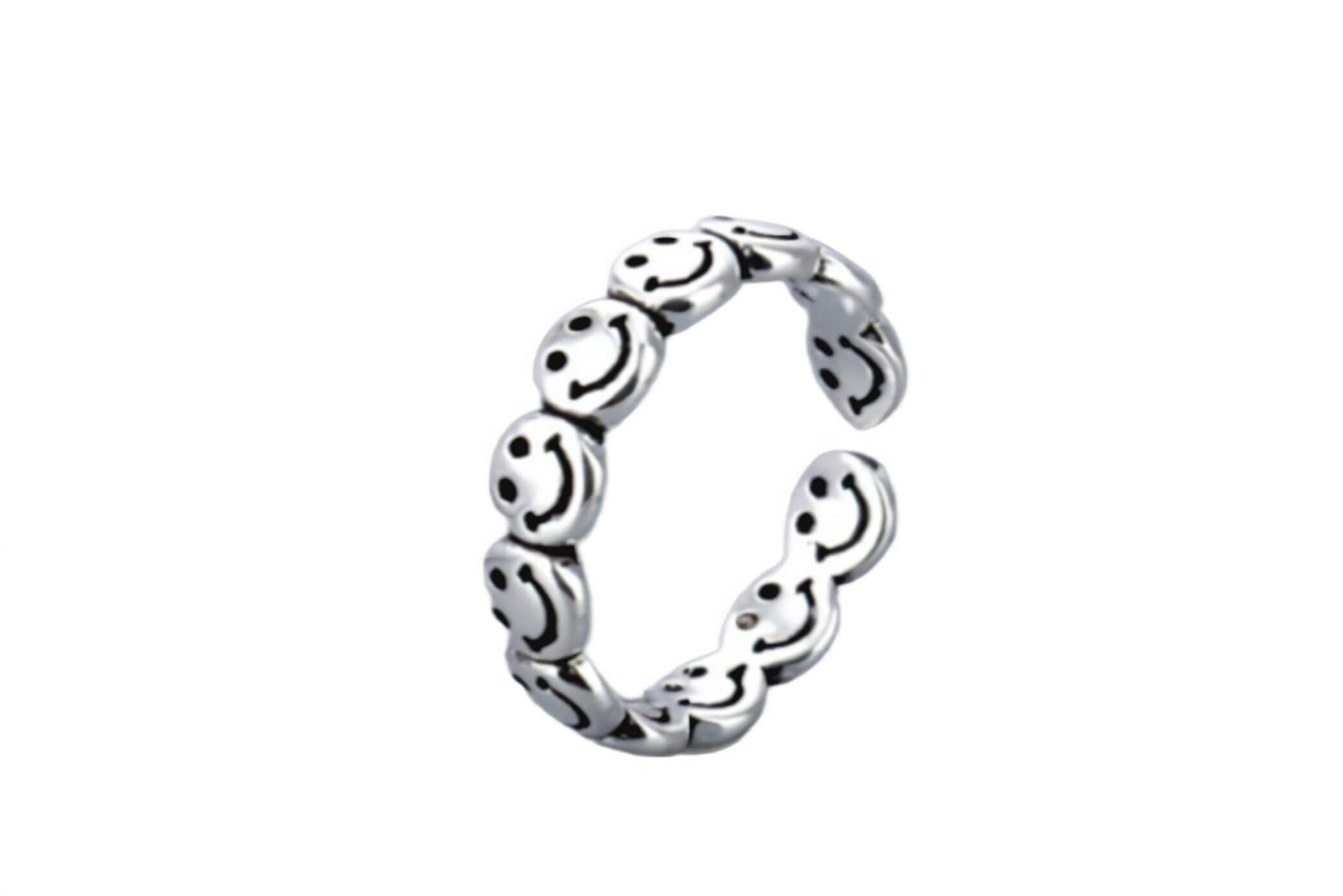 Silver Smiley Face Ring Emoji Ring Happy Face Ring - Etsy