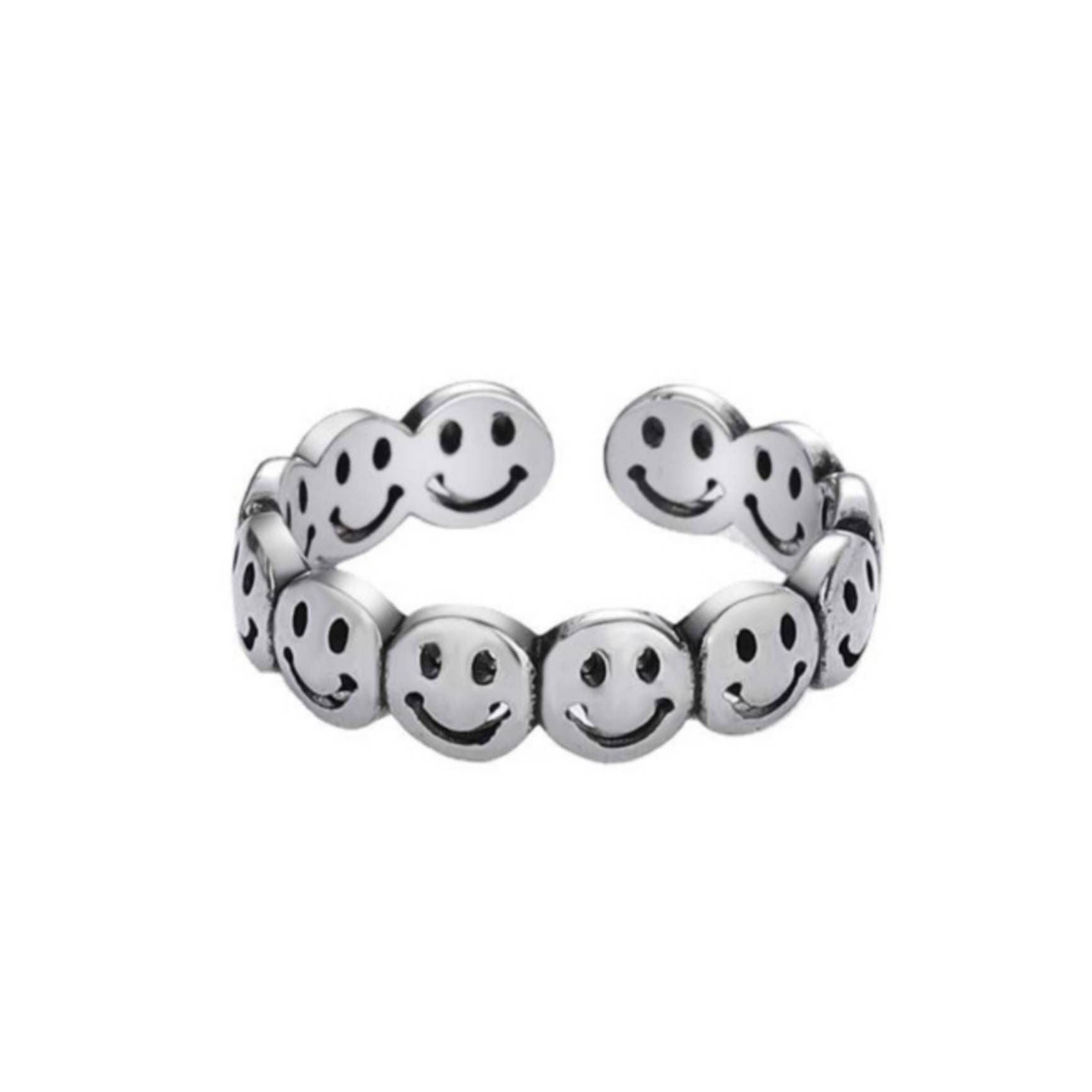 Silver Smiley Face Ring Emoji Ring Happy Face Ring - Etsy