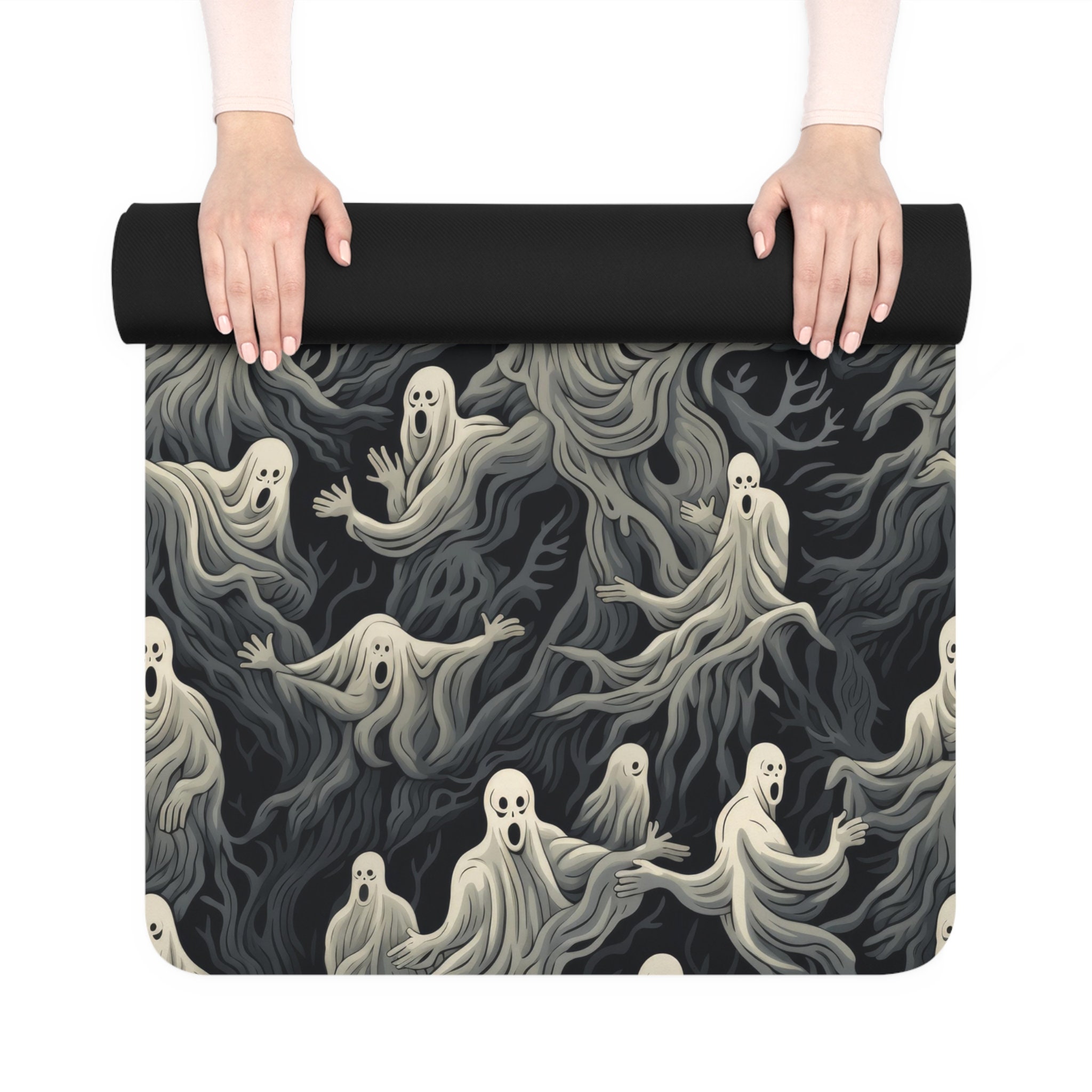 Goth Ghosts Yoga Mat, Custom Personalized Yoga Mat, Gothic Home Workout ...