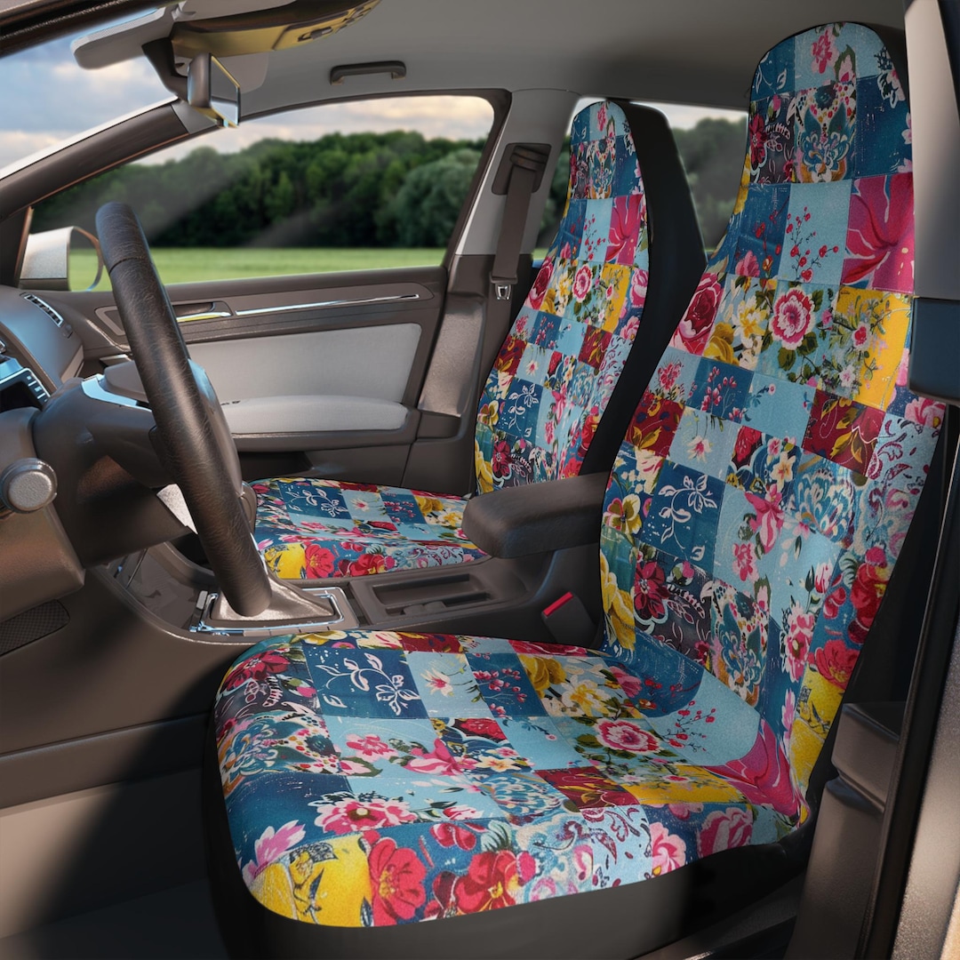 Patchwork Boho Car Seat Covers for Vehicle, Printed Patchwork Quilt Car ...