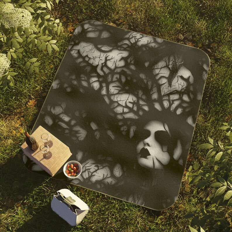 Gothic Picnic Blanket, Goth Picnic Blanket, Witchy Cottagecore Dark ...