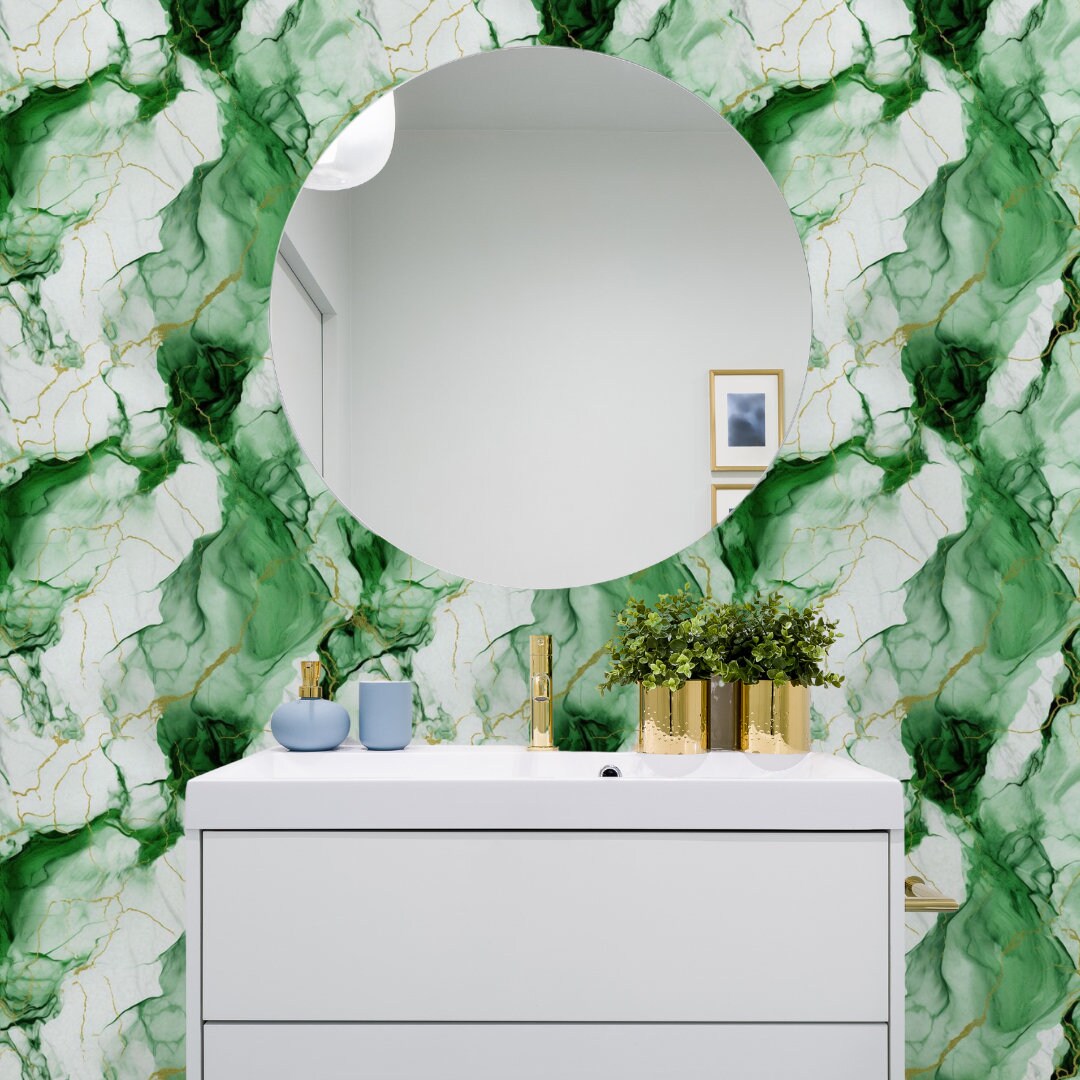Green Marble Wallpaper, Preppy Decor Abstract Wall Mural, Gothic Modern ...