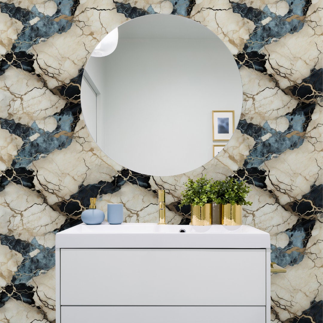 White Black Marble Wallpaper, Preppy Decor Abstract Wall Mural Goth ...