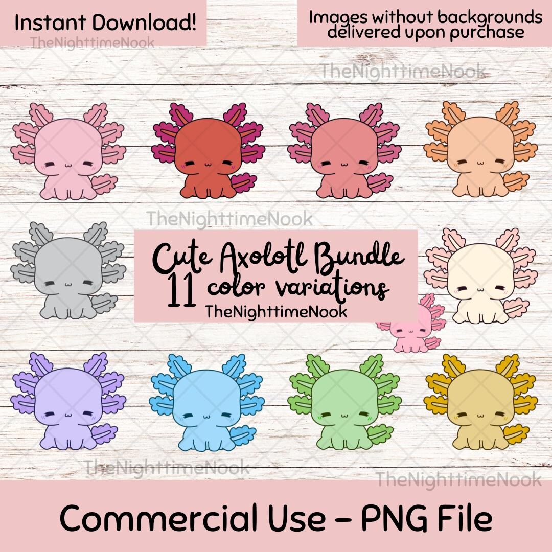 Colorful Axolotl SVG Bundle, Cut File Kawaii Anime Axolotl, Vinyl ...