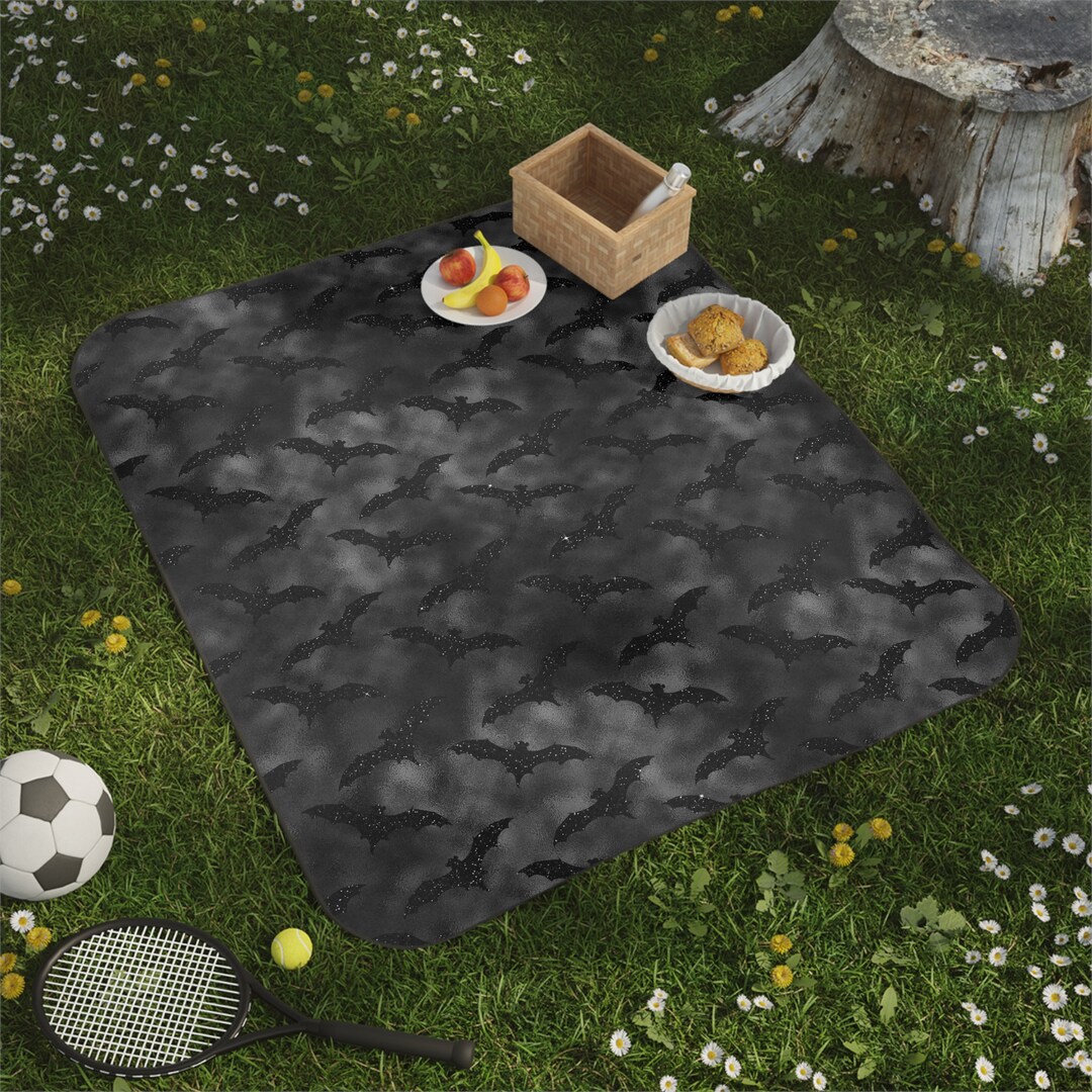 Gothic Bats Picnic Blanket, Goth Picnic Blanket, Witchy Cottagecore ...