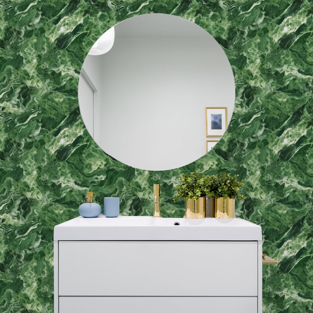 Green Marble Wallpaper, Preppy Decor Abstract Wall Mural, Gothic Modern ...