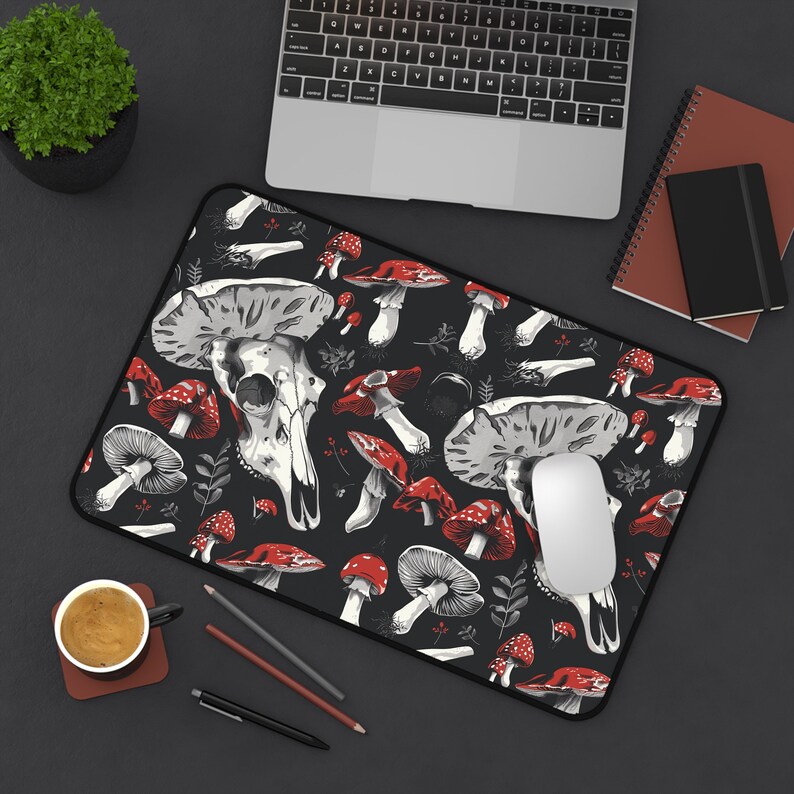 Goth Cottagecore Desk Mat, Faux Leather Desk Mat Kawaii Lofi Cute ...