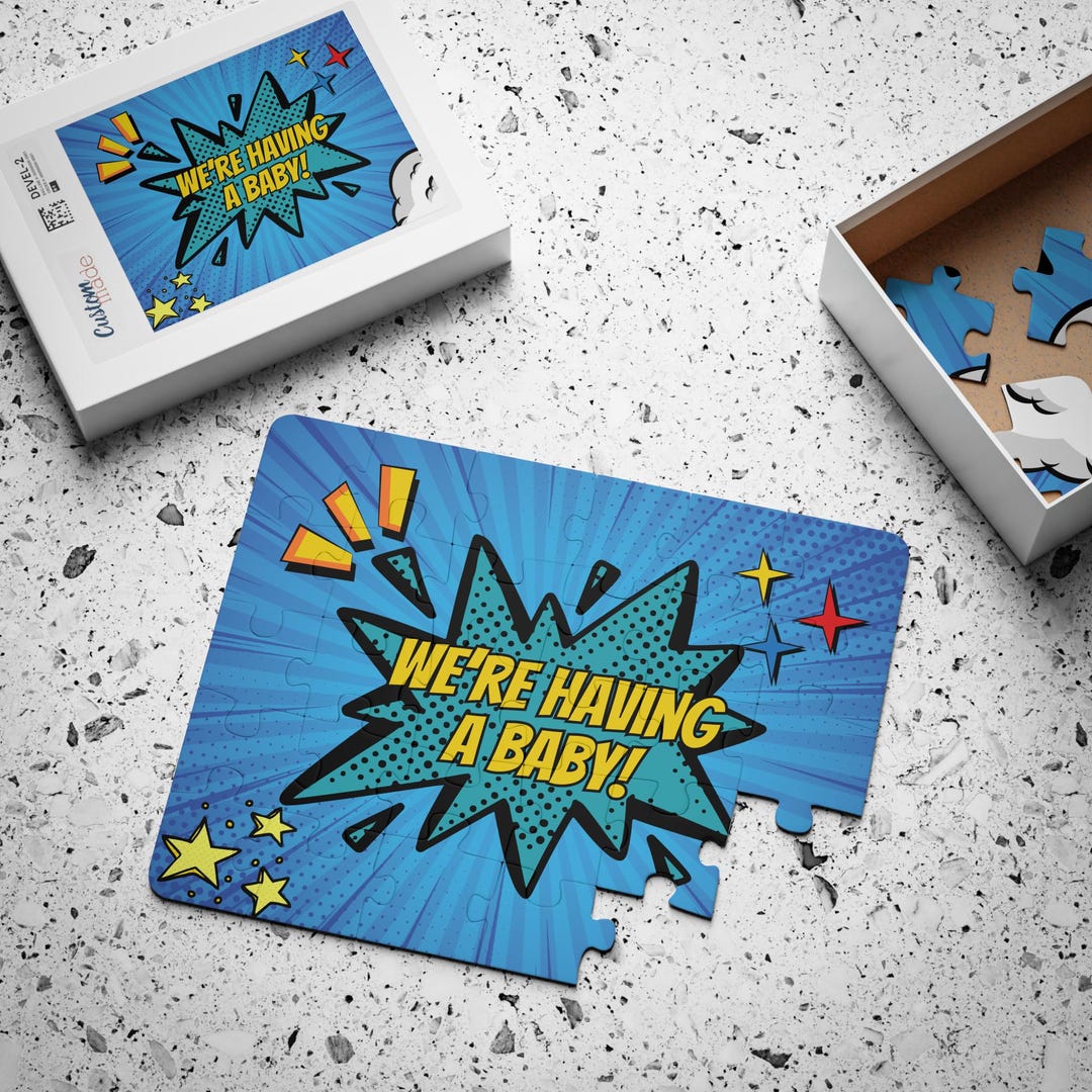 Pregnancy Announcement Puzzle Comic Book Theme, Superhero Baby Reveal ...