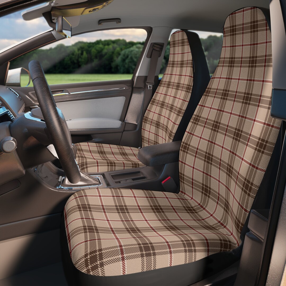 Tartan Plaid Car Seat Cover, Retro Seat Cover Vintage Car Accesories ...