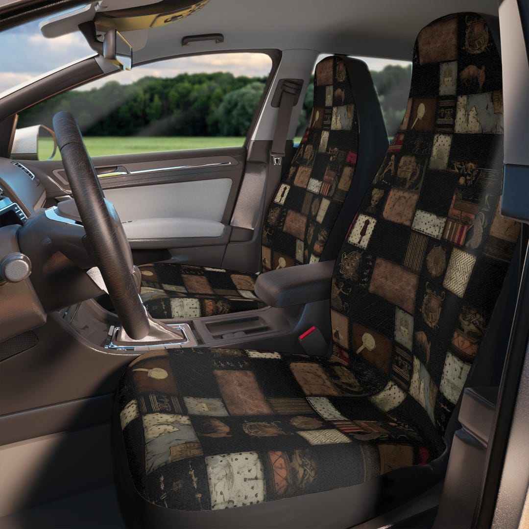 Gothic Car Seat Covers, Goth Patchwork Car Seat Cover Set, Cute Car ...