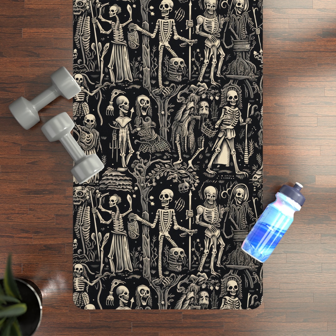 Goth Skulls Yoga Mat, Custom Personalized Yoga Mat, Gothic Home Workout ...