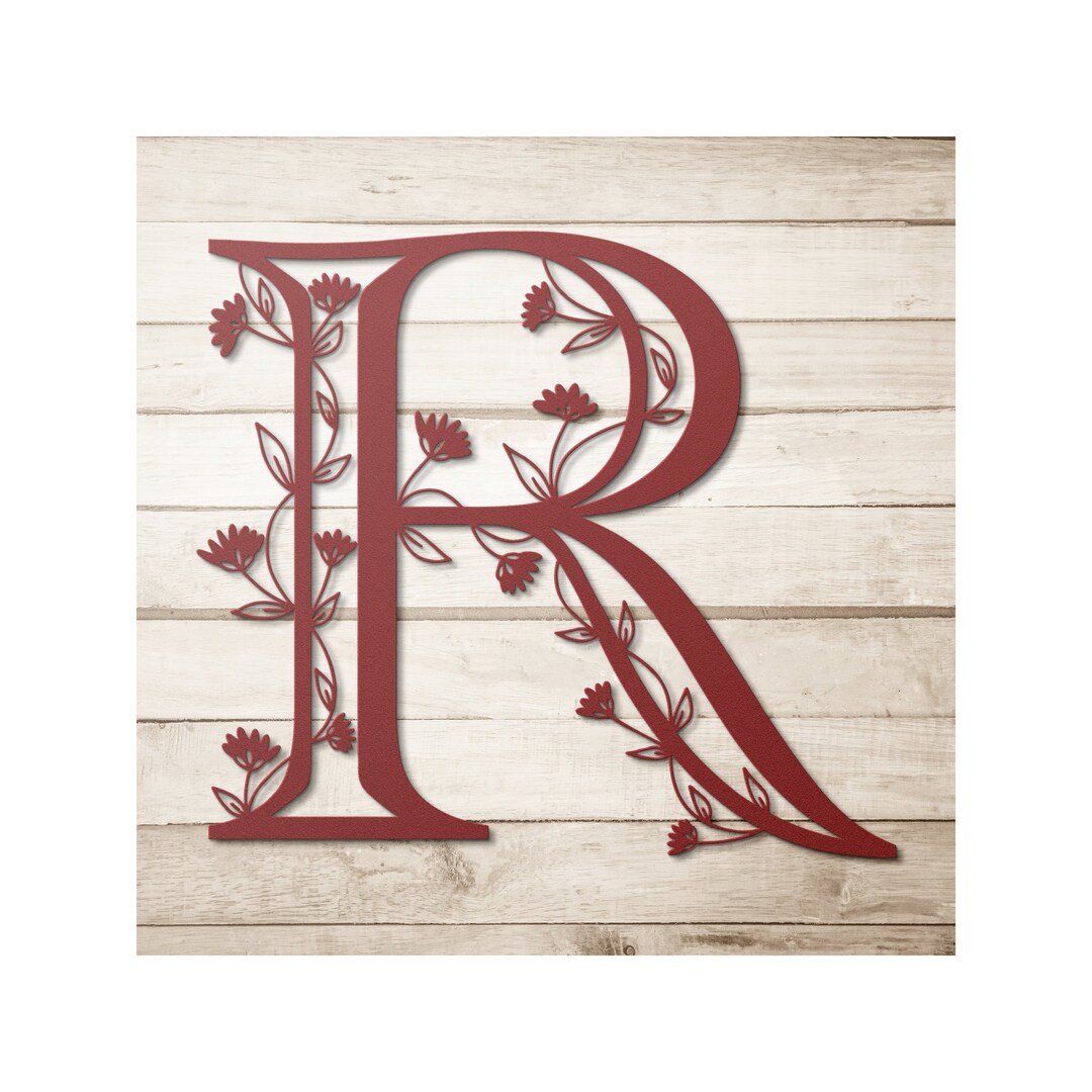 Metal Floral Letter R Monogram Large Metal Letter Metal Wall - Etsy