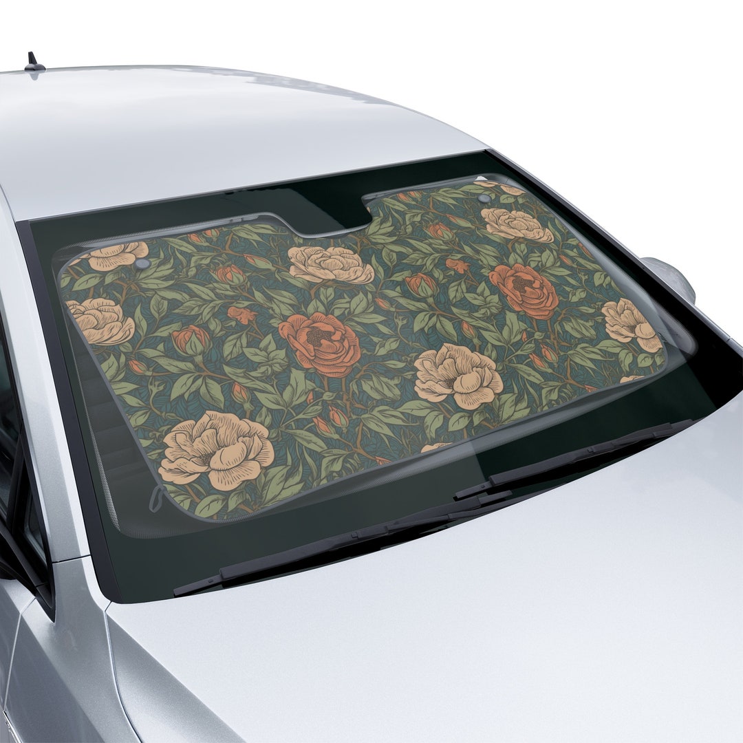 Floral Sun Shade, Windshield Sun Visor Cover, Custom Personalized Car ...
