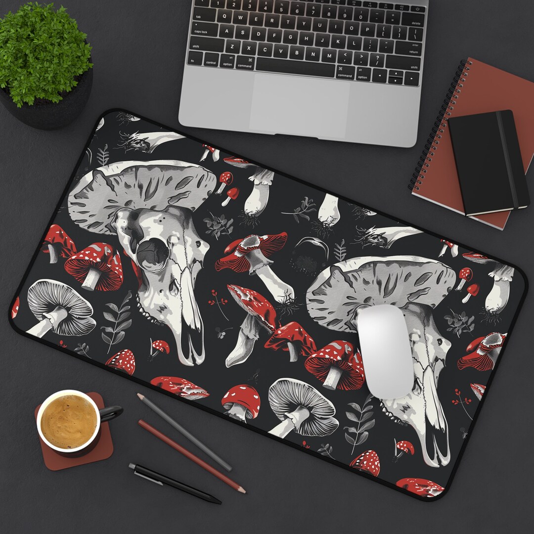 Goth Cottagecore Desk Mat, Faux Leather Desk Mat Kawaii Lofi Cute ...