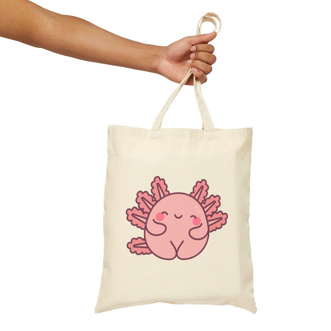 Axolotl Tote Bag, Cotton Canvas Tote Bag Axolotl Anime Tote, Axolotl ...