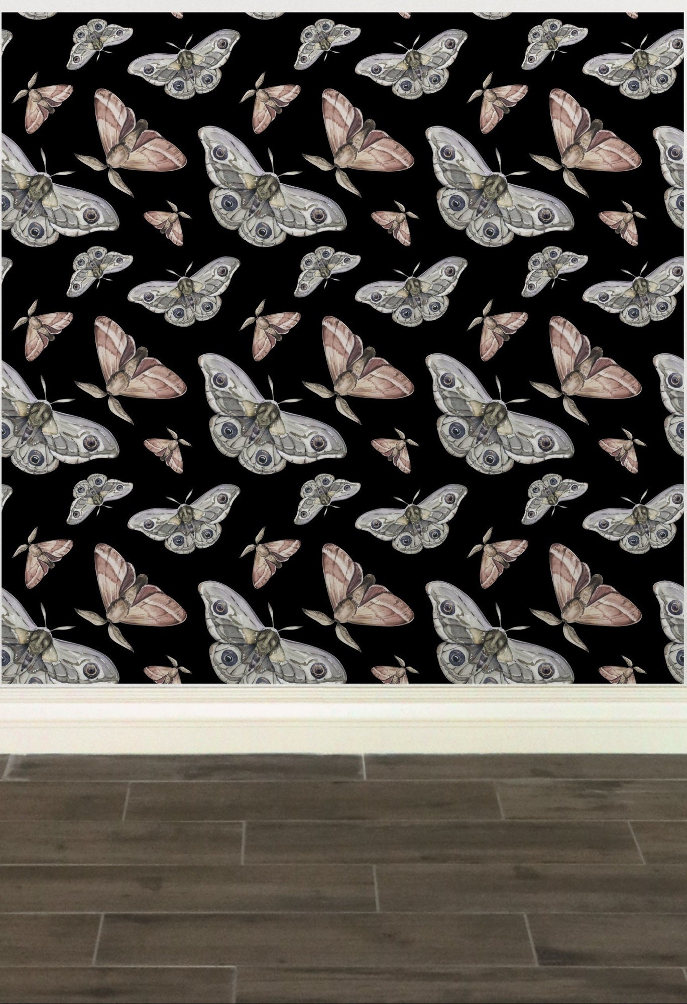 Gothic Moth Wallpaper, Witchy Peel and Stick Wallpaper, Dark Academia ...
