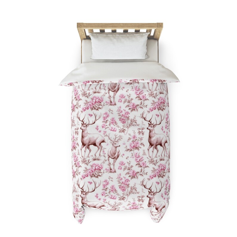 Pink Toile Chinoiserie Duvet Cover, Coquette Cottagecore Bedding ...