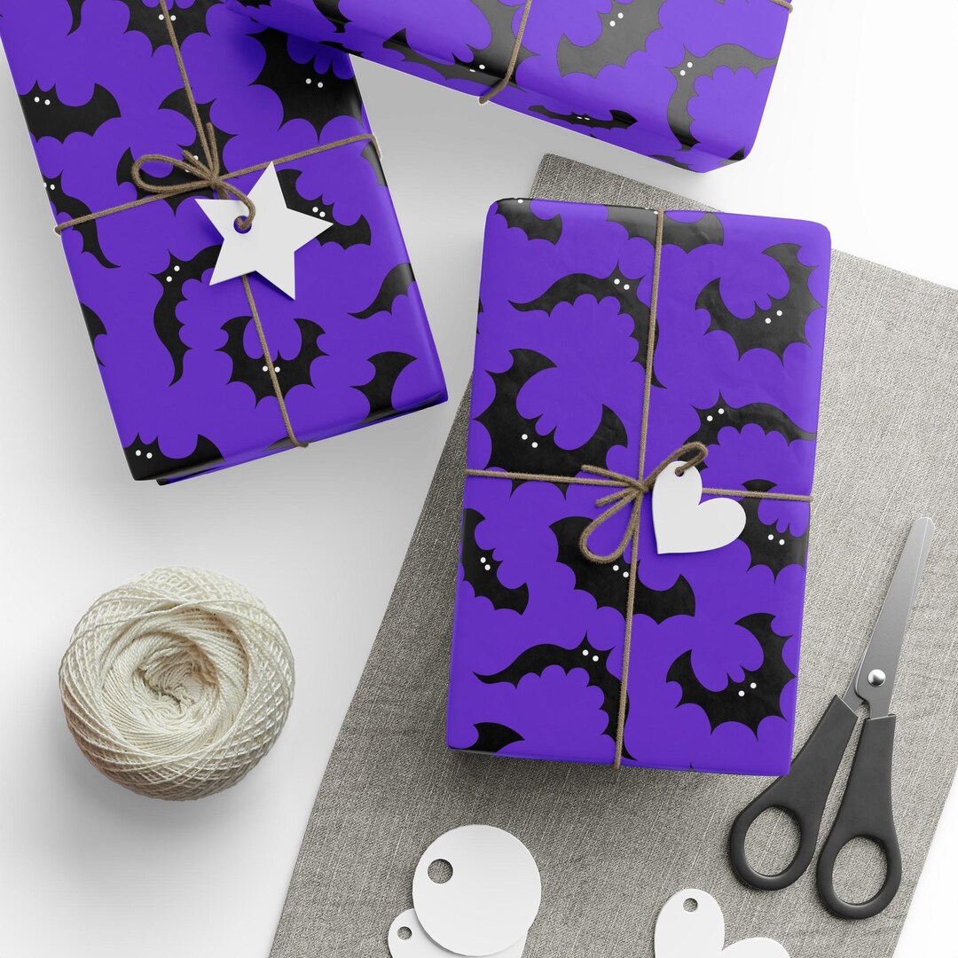 Purple Bats Goth Wrapping Paper, Cute Pastel Goth Gift Wrap, Goth Baby ...