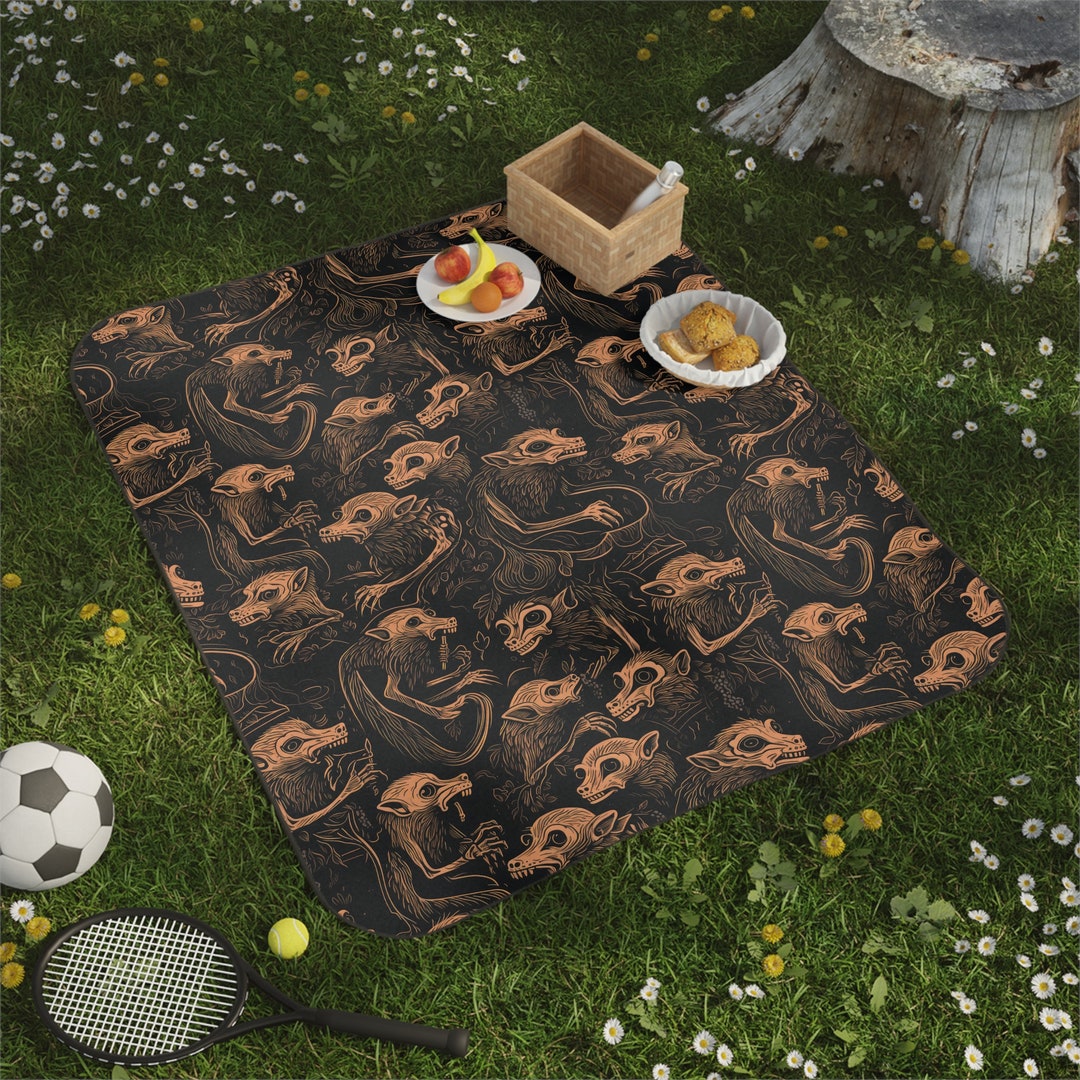 Gothic Rats Picnic Blanket, Goth Picnic Blanket, Witchy Cottagecore ...