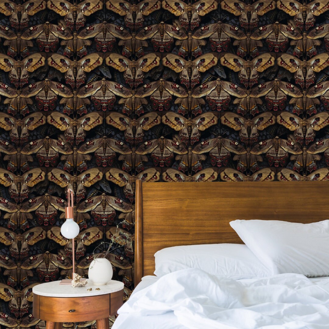 Gothic Moth Peel and Stick Wallpaper Marble Agate Gothic - Etsy