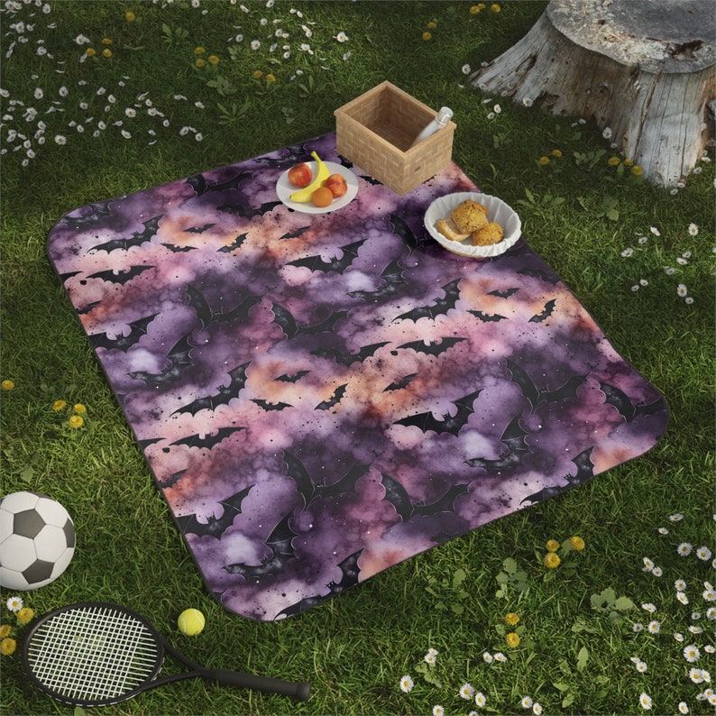 Gothic Bat Picnic Blanket, Goth Picnic Blanket, Witchy Cottagecore Dark ...