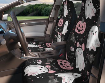 Pink Ghost Pastel Goth Car Seat Covers, Cute Halloween Ghost Pumpkin ...