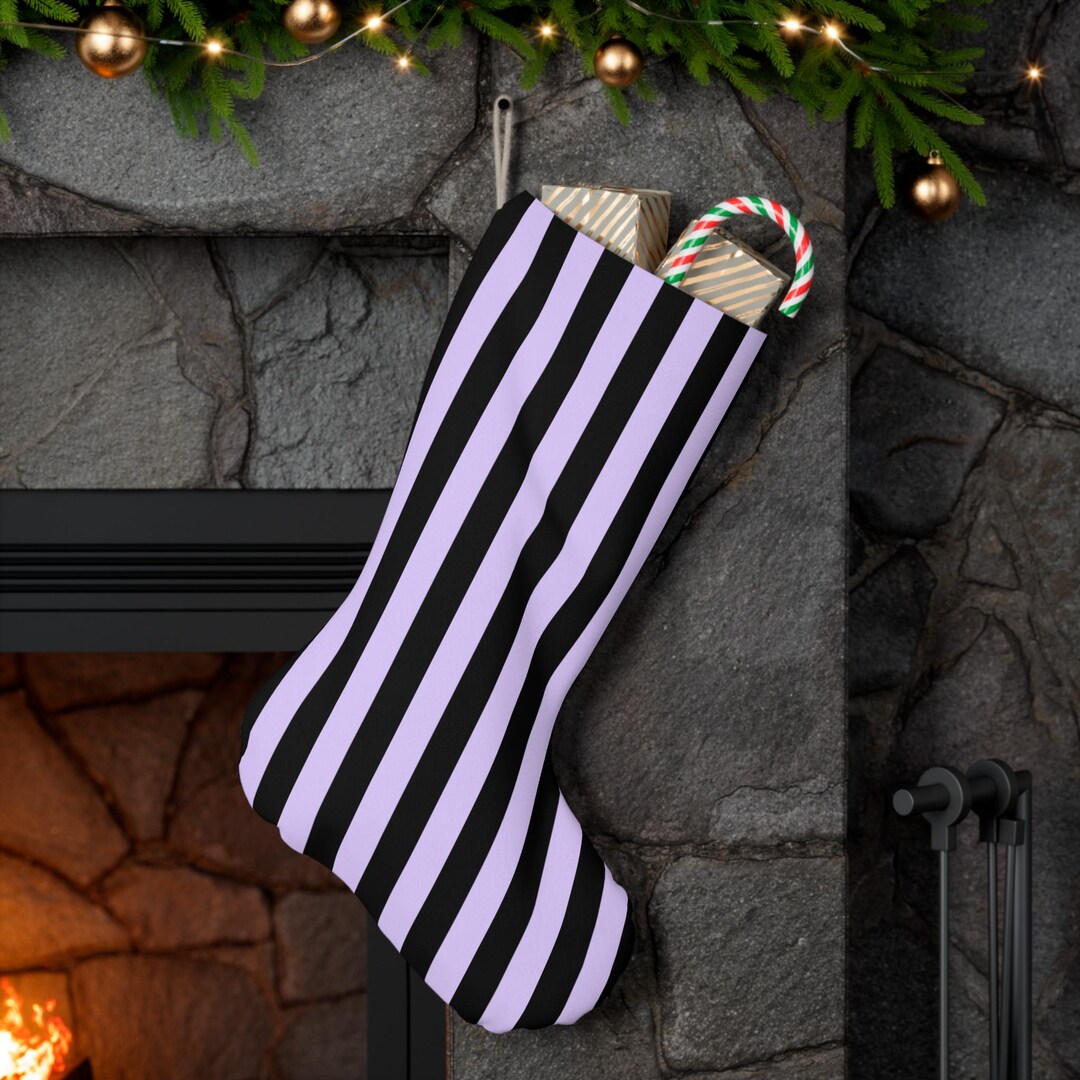 Pastel Striped Gothic Christmas Stocking, Halloween Spooky Christmas ...