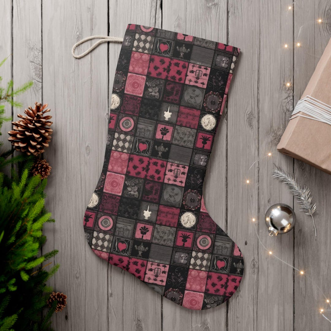 Patchwork Gothic Christmas Stocking, Halloween Christmas Stocking, Goth ...