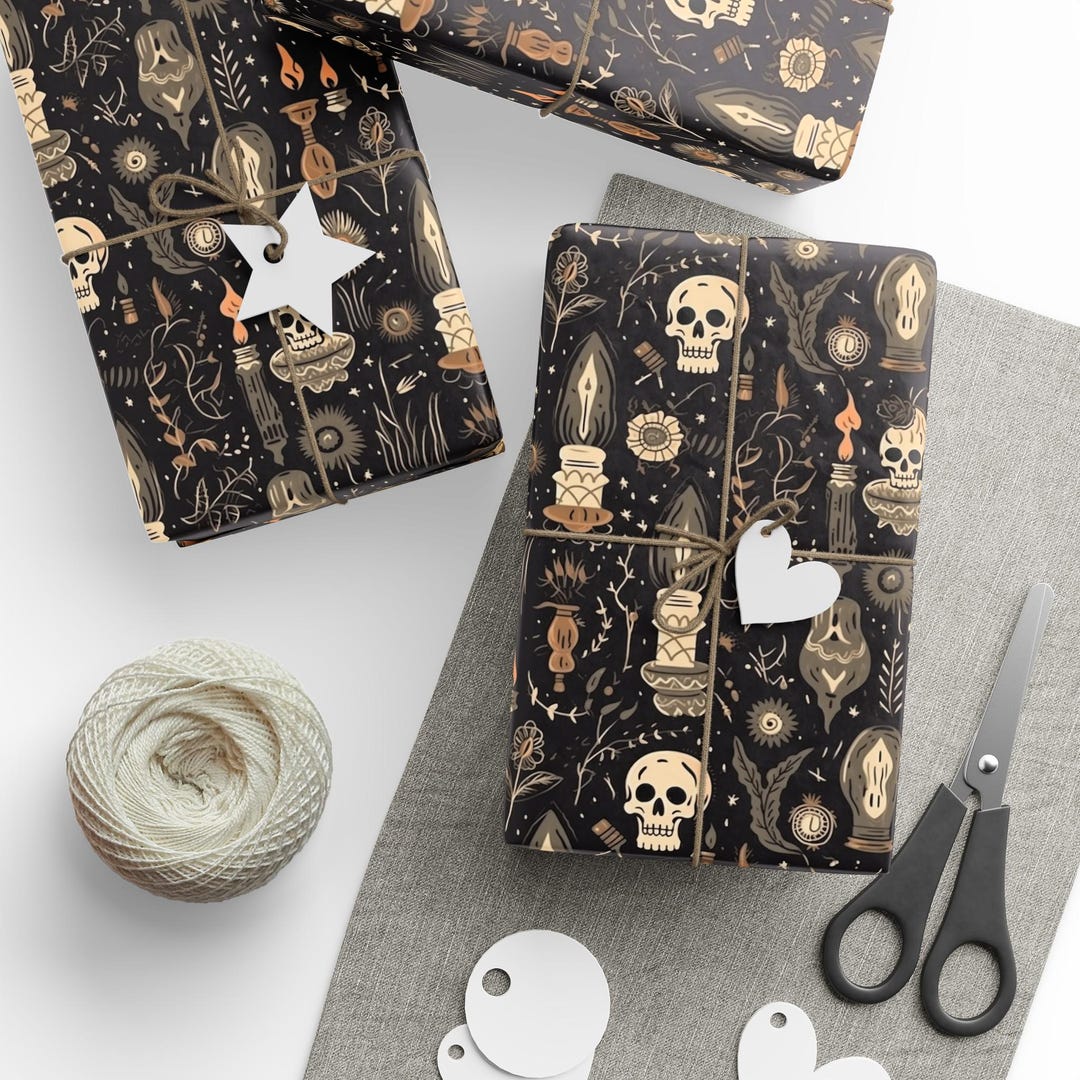 Gothic Wrapping Paper, Cute Goth Gift Wrap, Goth Baby Shower Halloween ...