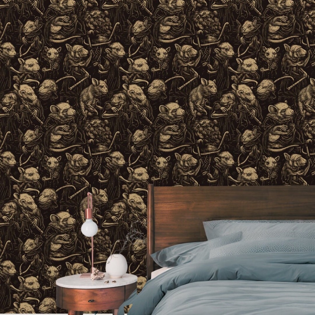 Gothic Medieval Rat Peel and Stick Wallpaper, Renaissance Fair Goth ...