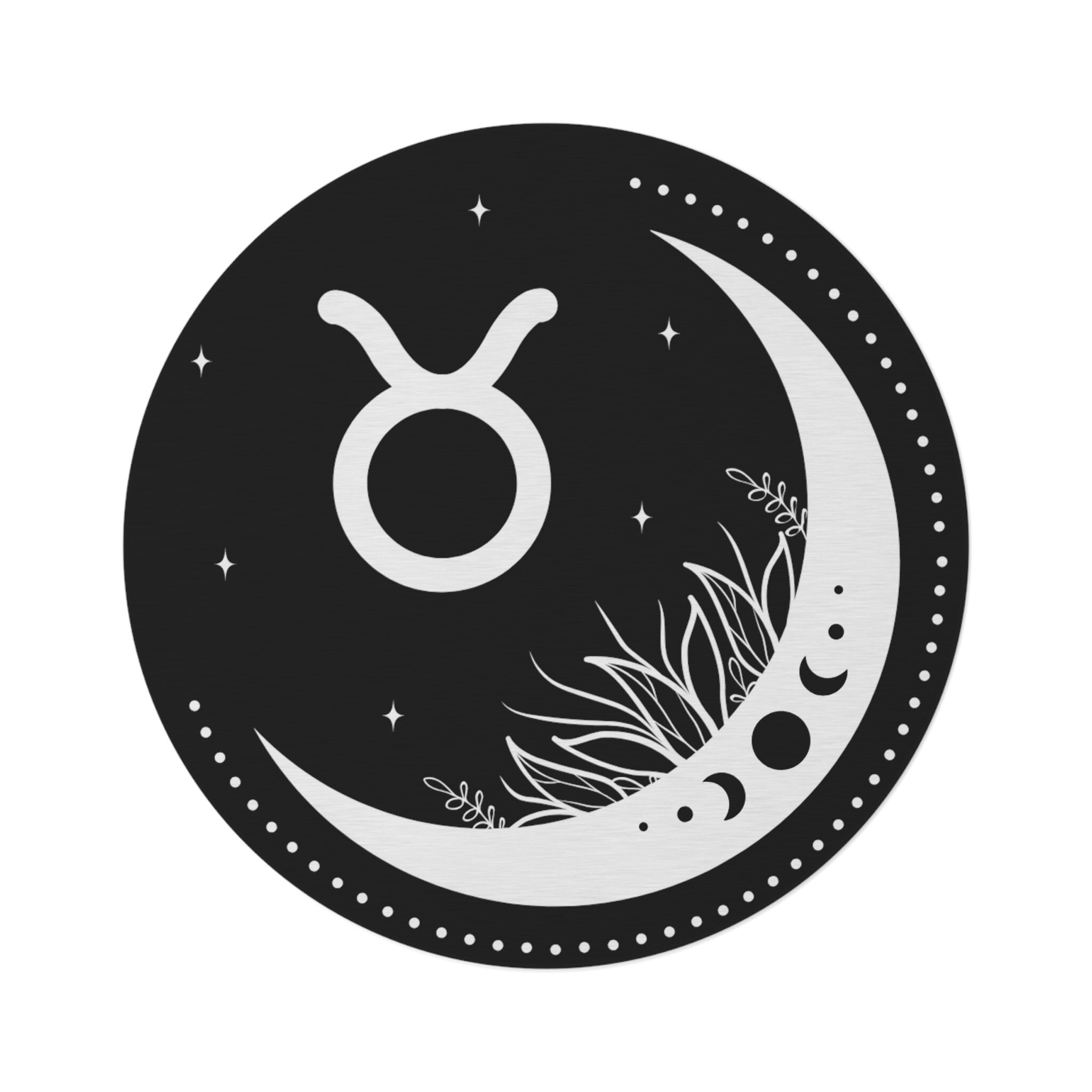Taurus Zodiac Round Rug, Gothic Home Decor Rug, Astrology Reading Rug ...