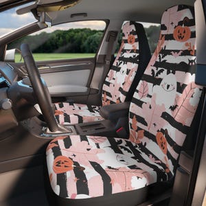 Pink Ghost Pastel Goth Car Seat Covers, Cute Halloween Ghost Pumpkin ...