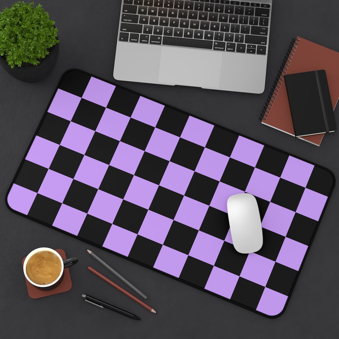 Lilac Checkered Deskmat Cute Desk Mat Lofi Kawaii Desk Mat - Etsy