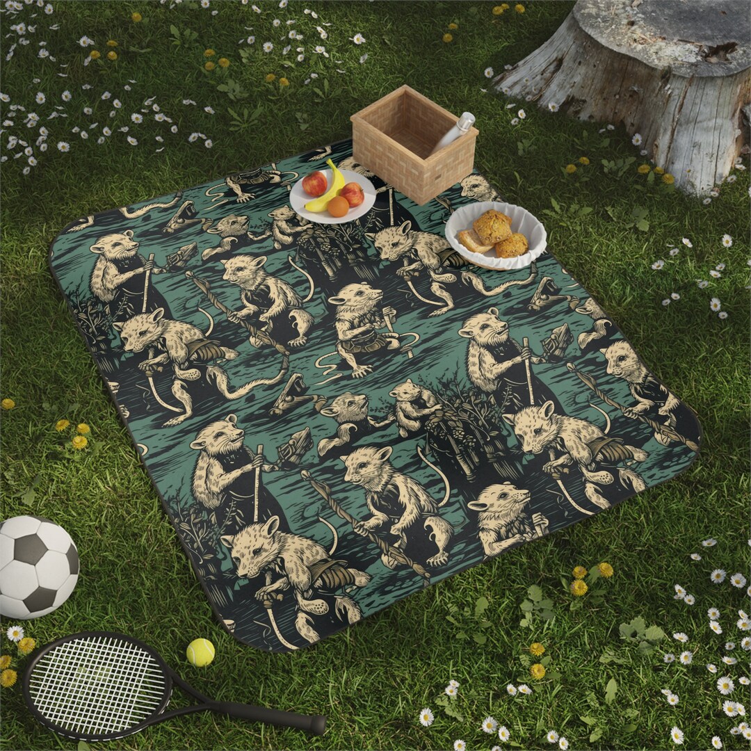 Gothic Rats Picnic Blanket, Goth Picnic Blanket, Witchy Cottagecore ...