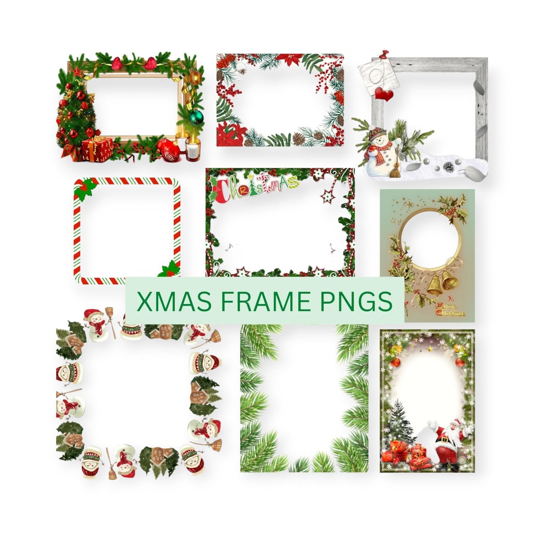 Christmas Frame Clip Art: Transparent PNG Frames (digital Download) - Etsy