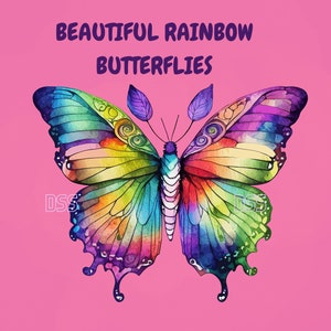 Rainbow Butterfly Clip Art Pack /multi-color Butterflies Pngs/ Digital ...