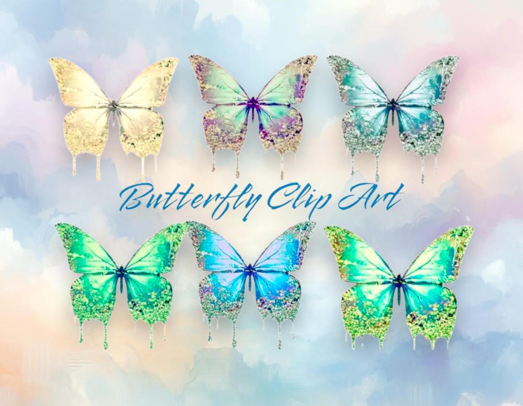 Glitter Butterfly Clip Art: Jewel Toned PNG (digital Download) - Etsy