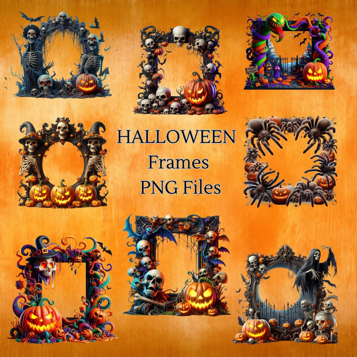 Halloween Picture Frames: Spooky PNG Clip Art (digital Download) - Etsy