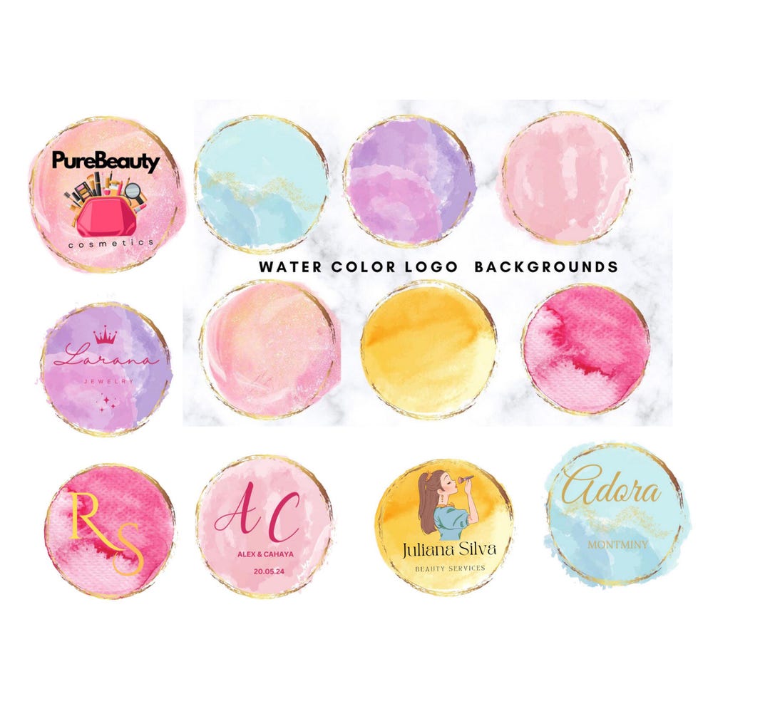 Watercolor Logo Backgrounds: Circle Design Elements - Etsy