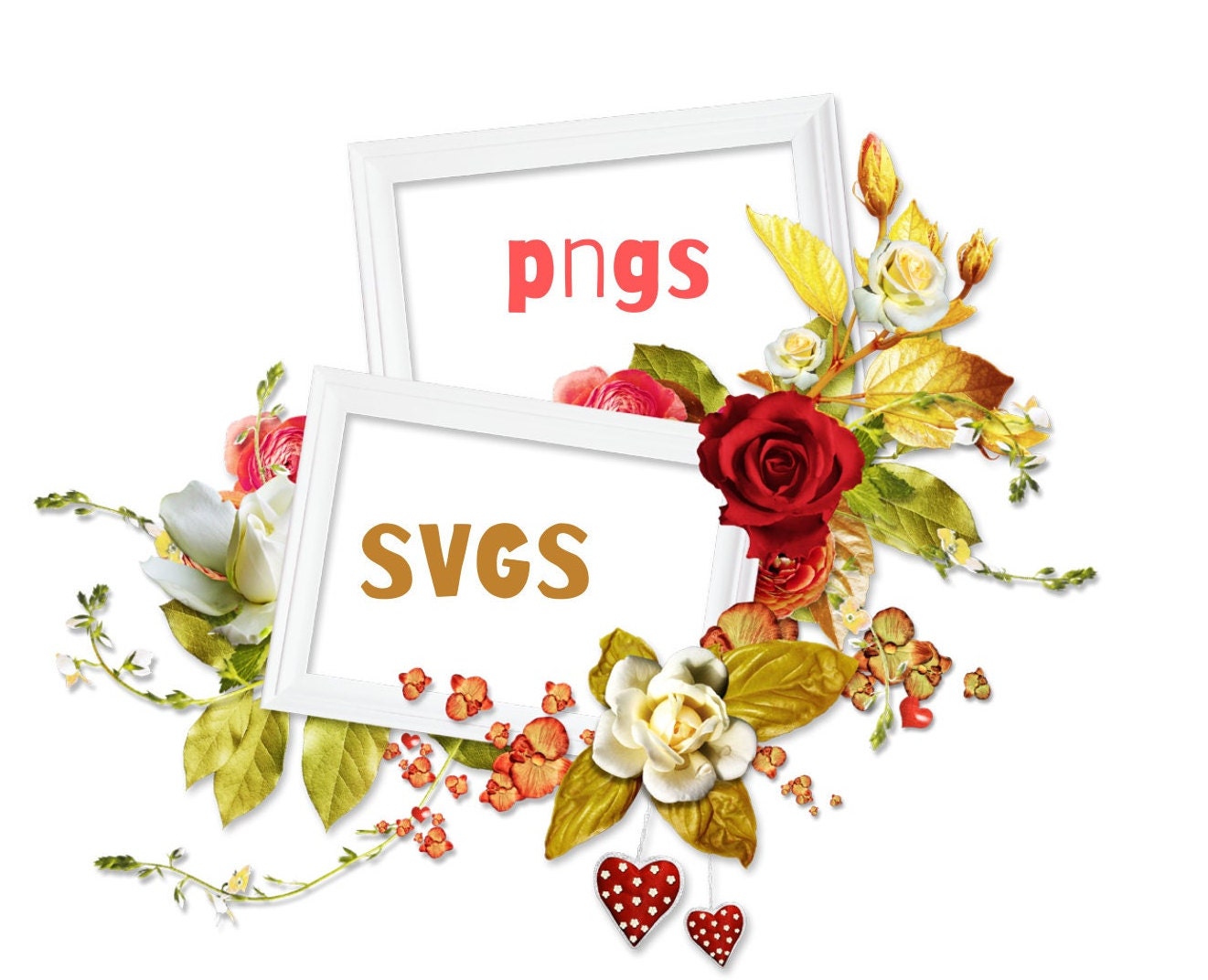 Flower Picture Frames Pack Transparent Background PNG/SVG - Etsy