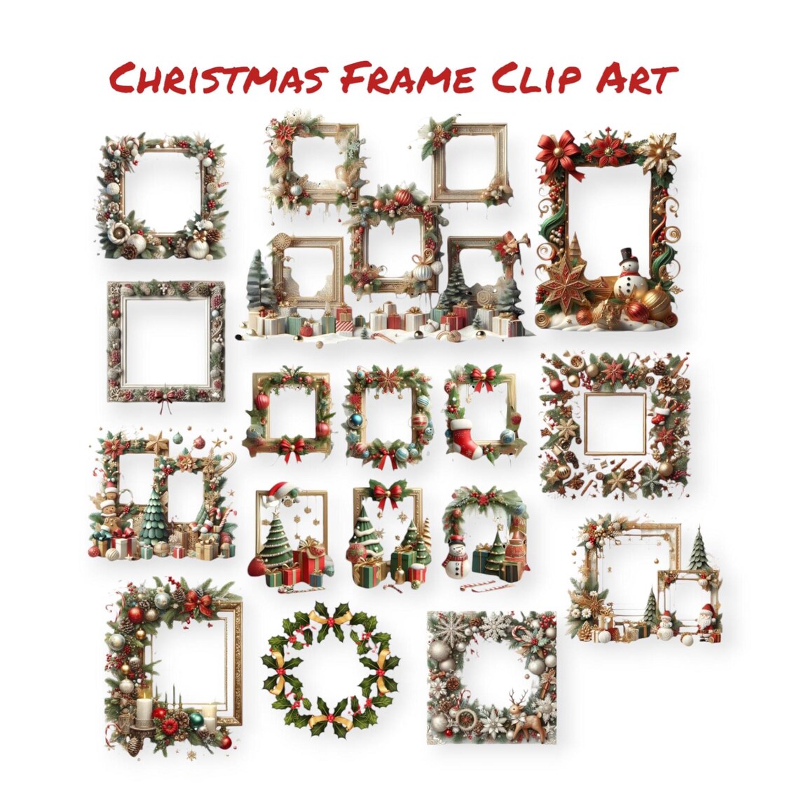 Christmas Frame Clip Art: Holiday PNG Frames (digital Download) - Etsy