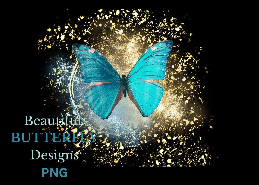 Beautiful Blue Butterfly Designs With Gold Sparkles Pngs/transparent ...