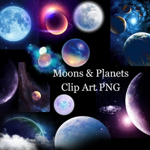 Moon & Planets Clip Art: Celestial PNG Files (digital Download) - Etsy