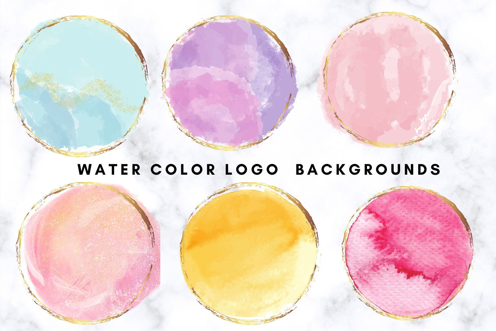 Six Different Logo Backgrounds PNGS Water Color Pastels With - Etsy