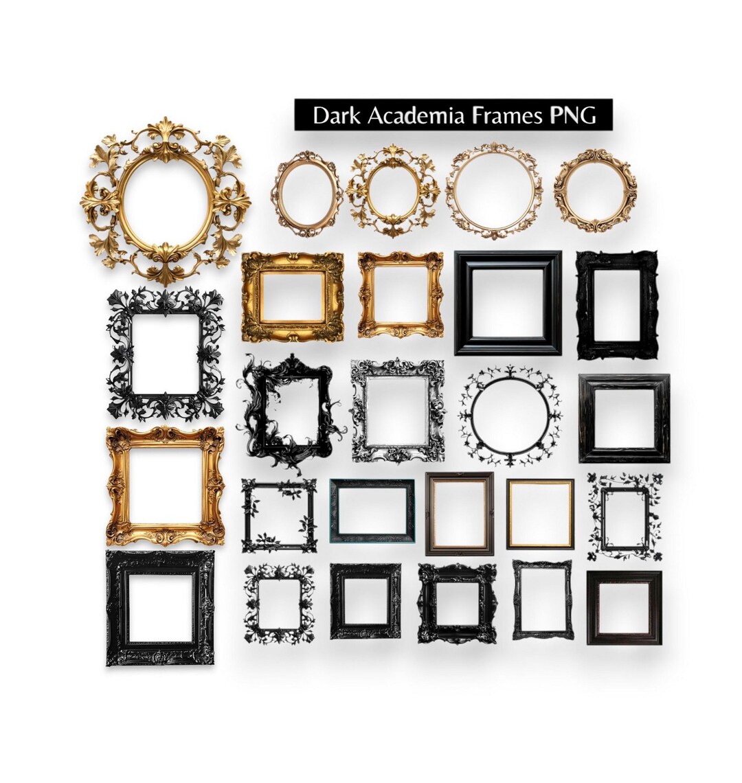 Dark Academia Frame Clip Art | Gothic Home Decor & Dark Cottagecore Art ...