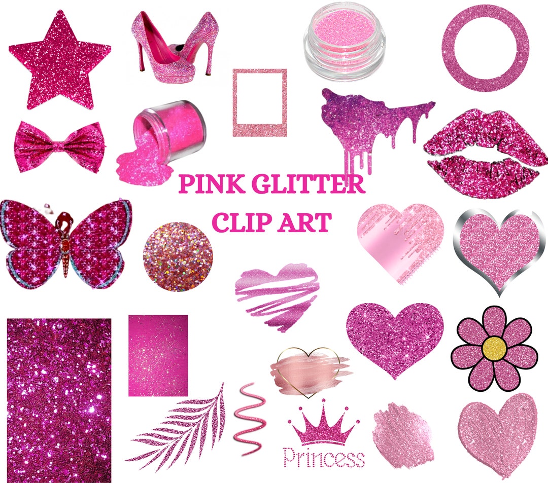 Pink Glitter Clip Art PNG Sublimation Design Digital Downloads - Etsy