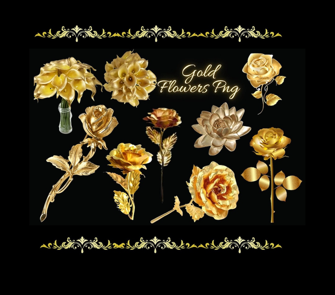 Gold Flower Clip Art: Yellow Floral PNG Images (digital Download) - Etsy