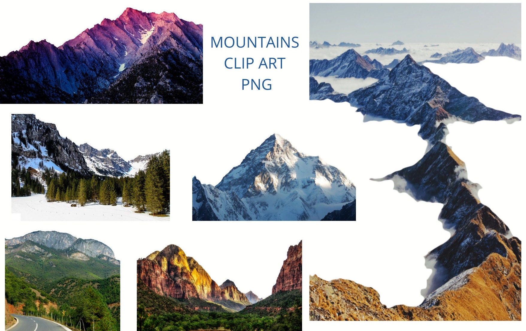 Mountain Clip Art PNGS Transparent Background/ Mountain - Etsy